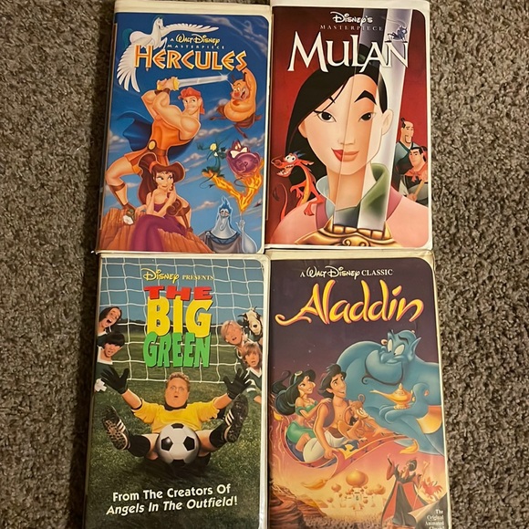 Disney Other Set Of 4 Disney Movies Vhs Hercules Mulan The Big Green Aladdin Poshmark